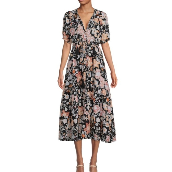 Saks Fifth Avenue | Dresses | Saks Fifth Avenue Floral Tiered Midi ...